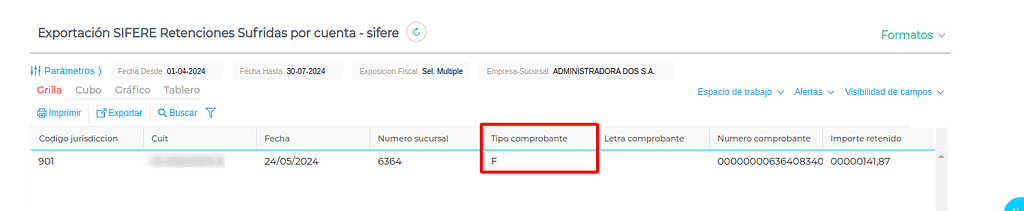 SIFERE - Configuración del código de la retención para la exportación ...