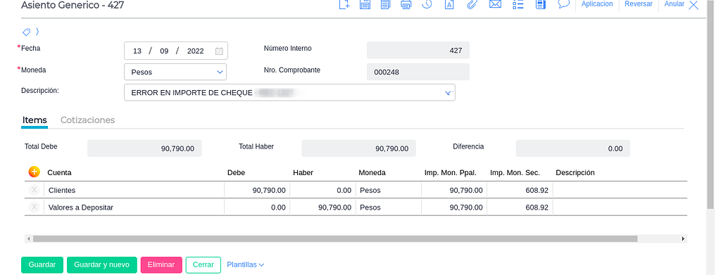Cheques - Cómo corregir un cheque mal registrado en una cobranza ...