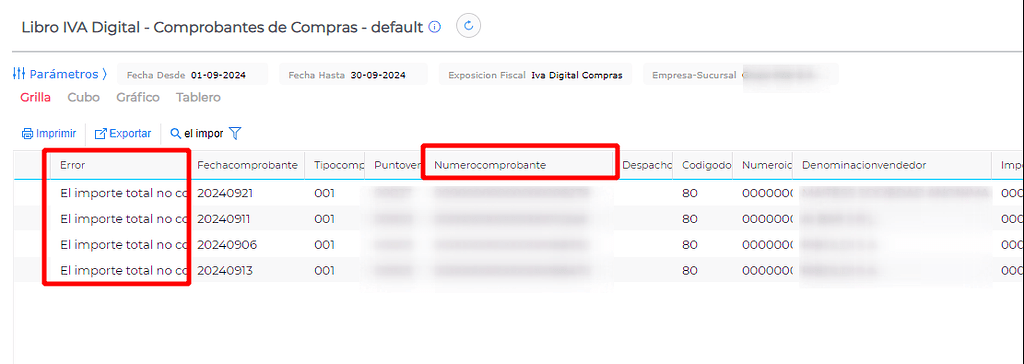 Libro IVA Digital - Comprobantes de Compras - El importe total no ...