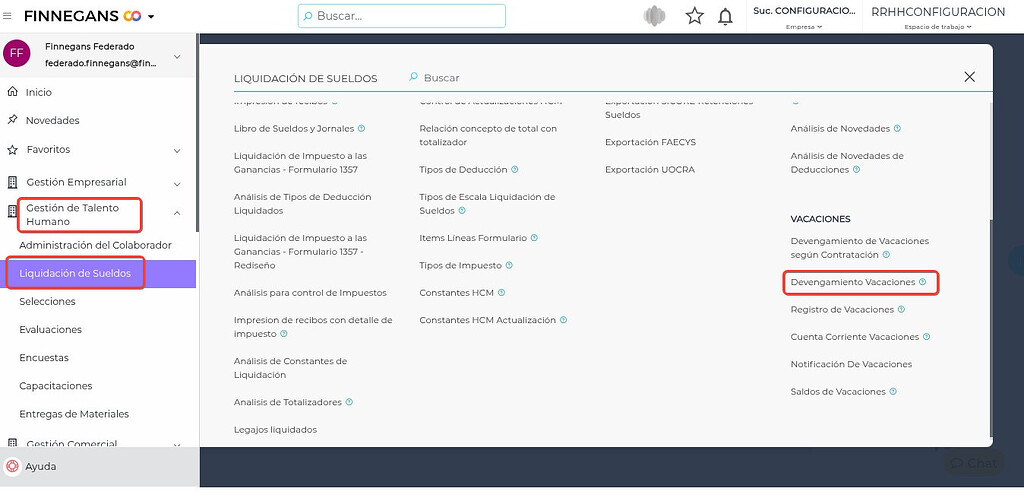 LH - Cómo devengar vacaciones - HCM - Base de Conocimiento Finnegans