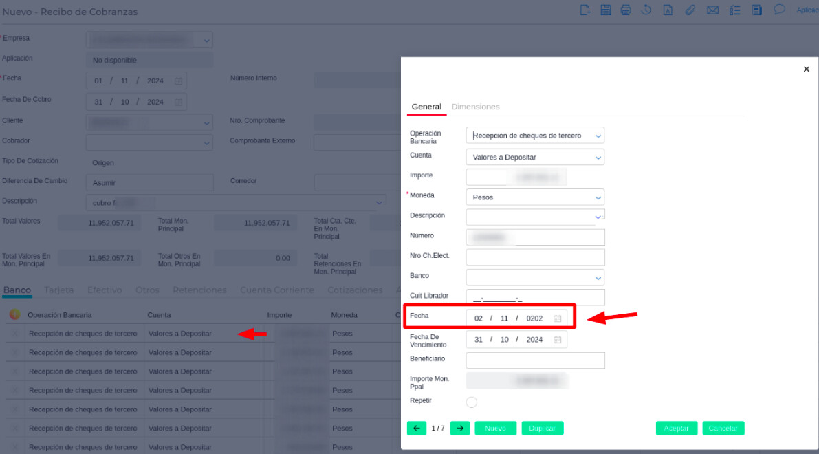 Recibo de Cobranzas - Mensaje: "java.sql.SQLException: The conversion ...